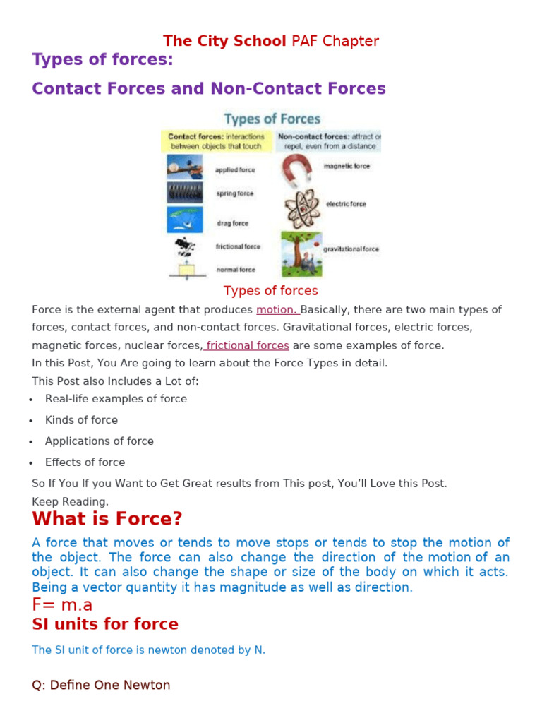 Forces Revision Notes-1 | PDF | Force | Acceleration