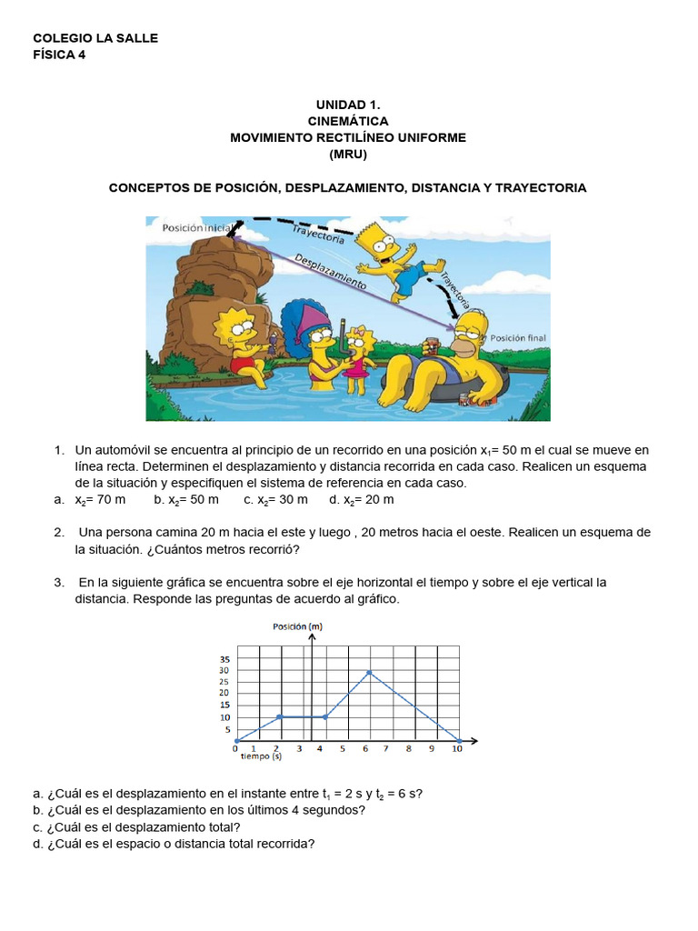 UNIDAD I. MRU. POSICIÓN, DESPLAZAMIENTO, DISTANCIA. TRAYECTORIA | PDF