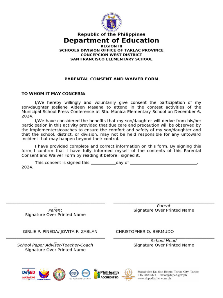 Parental Consent | PDF