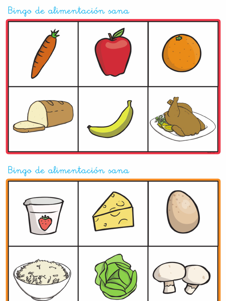 Bingo de Alimentación Sana | PDF