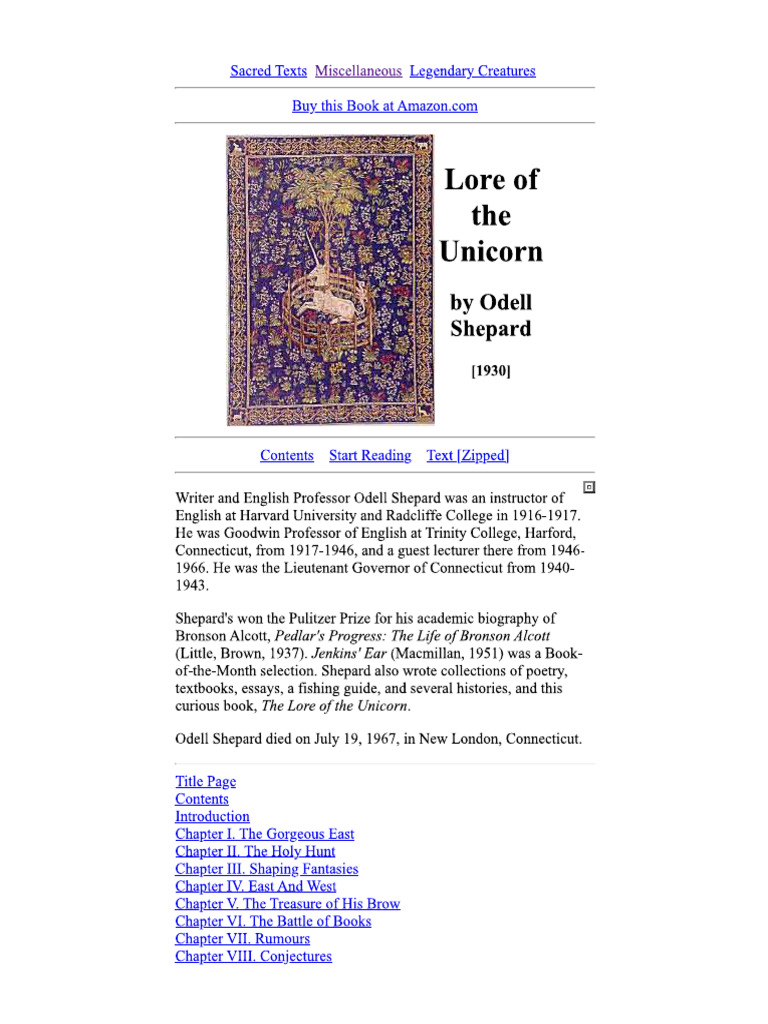 Lore of The Unicorn | PDF