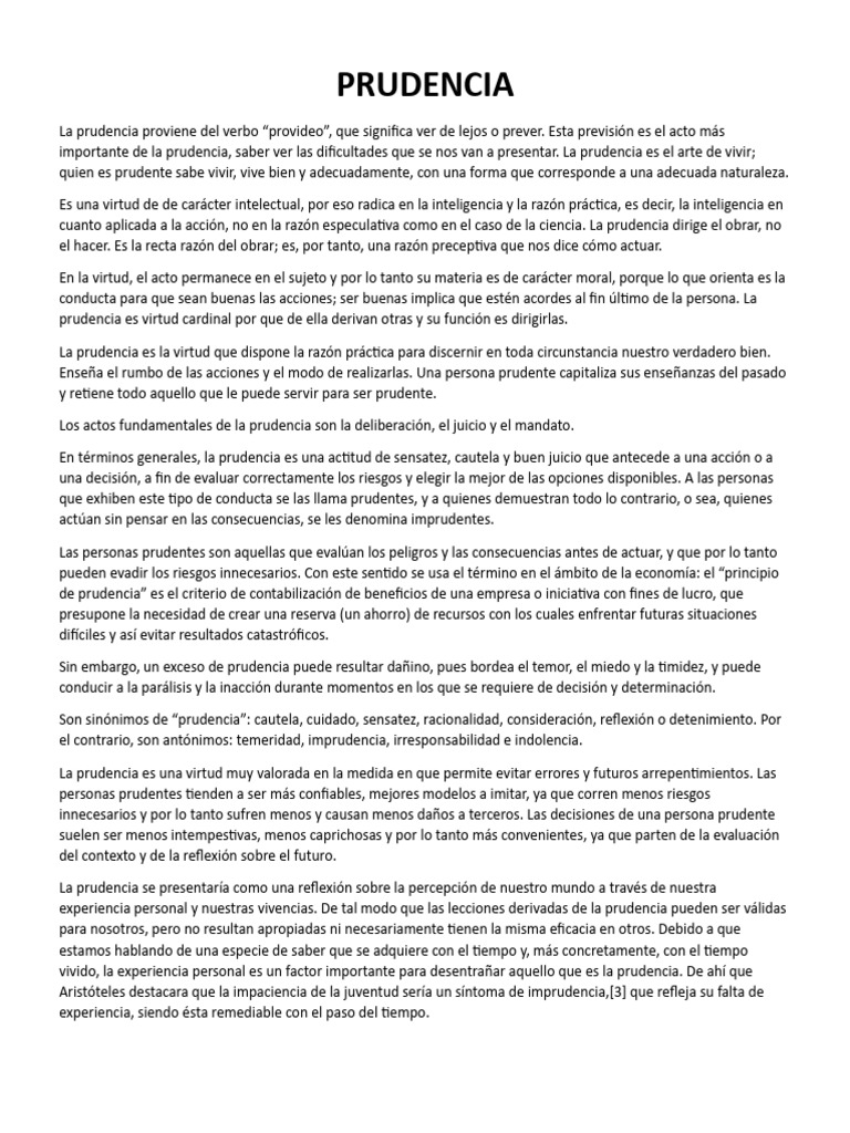 La Prudencia: Virtud y Sabiduría | PDF | Virtud | Prudencia