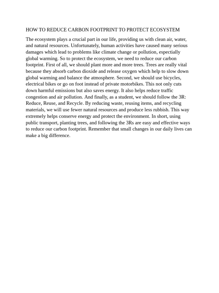 HOW-TO-REDUCE-CARBON-FOOTPRINT-TO-PROTECT-ECOSYSTEM (1) | PDF