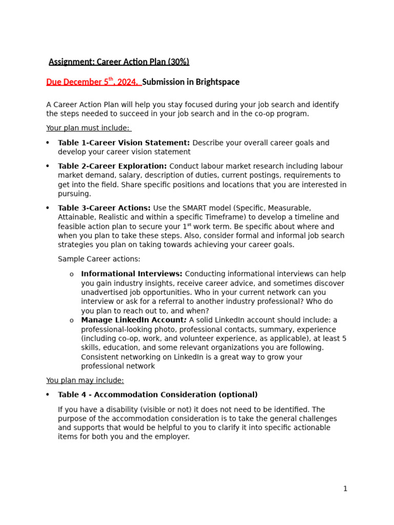 Assignment-Career Action Plan | PDF | Linked In | Social Psychology