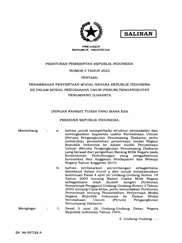 4. Salinan PP Nomor 2 Tahun 2023 | PDF 4. Salinan PP Nomor 2 Tahun 2023 | PDF