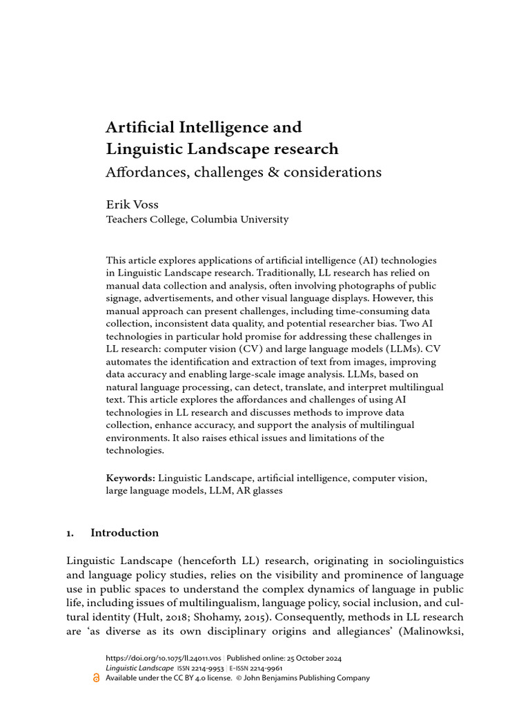 Artificial Intelligence and Linguistic Landscape R | PDF | Artificial Intelligence ...