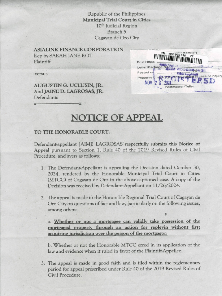 1NOTICE OF APPEAL-CIVIL CASE NO. 11-C90 | PDF