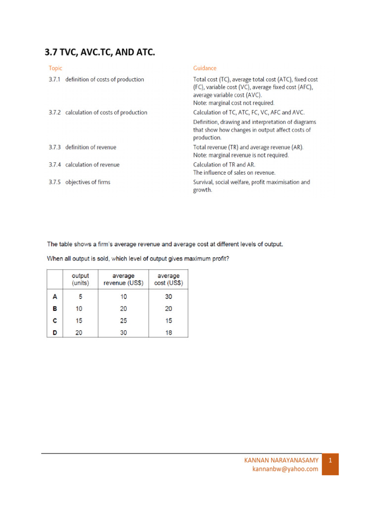 3.7.2. TVC, AVC, TC and ATC | PDF | Average Cost | Elasticity (Economics)