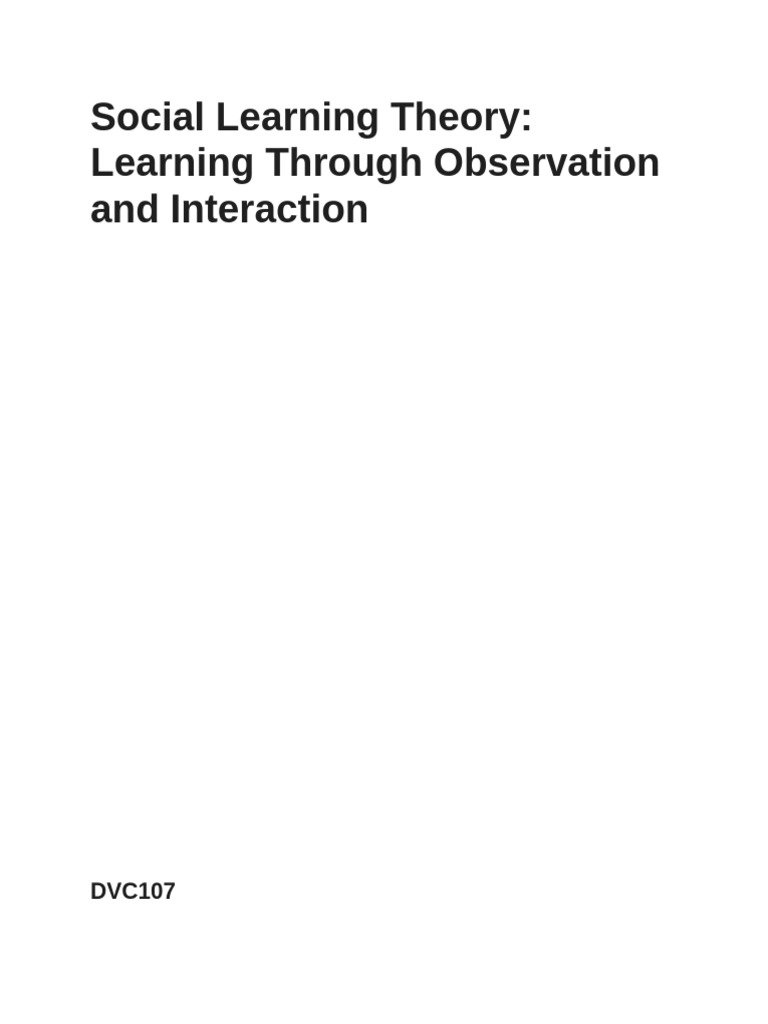 Social Learning Theory | PDF | Learning | Imitation