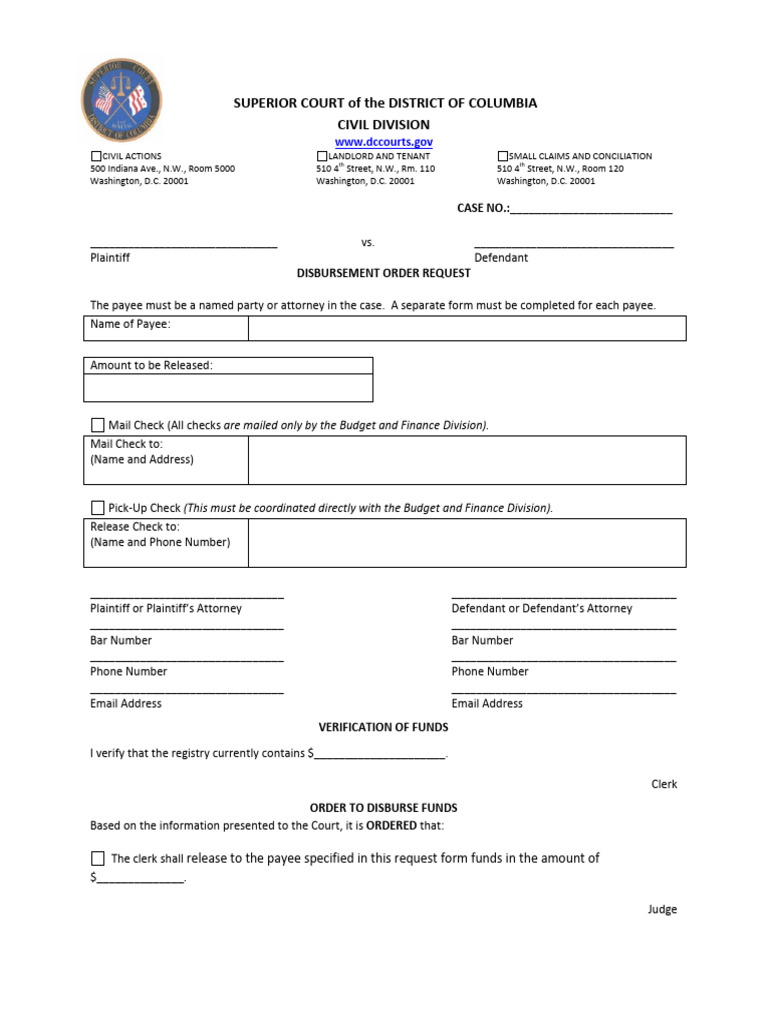 Disbursement Order Request Form - Final Fillable | PDF | Judiciaries ...