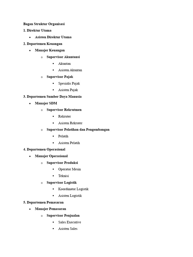 Bagan Struktur Organisasi Perusahaan | PDF