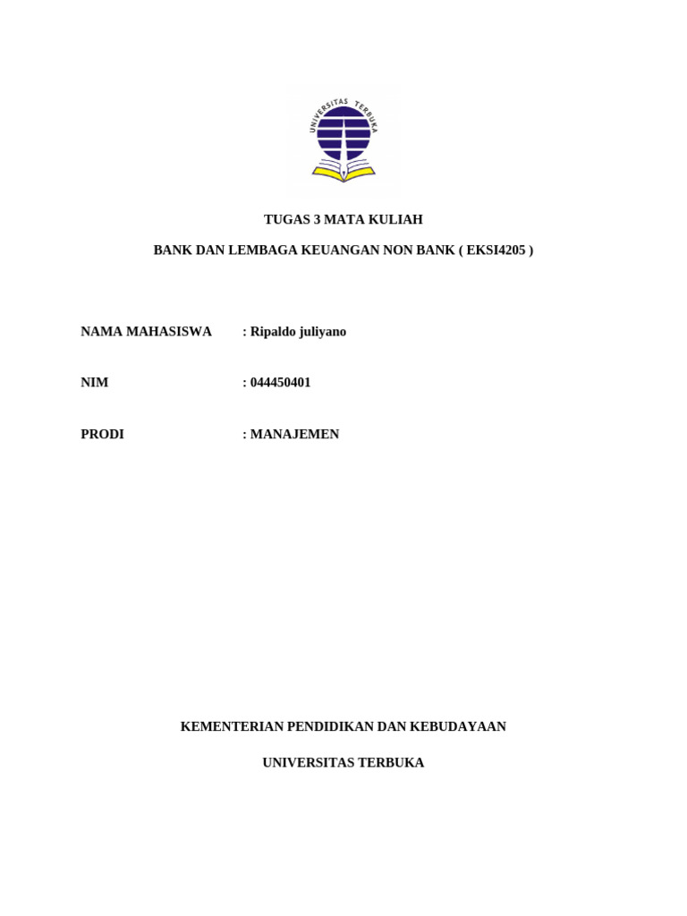TUGAS-3 BANK-DAN-LEMBAGA-KEUANGAN-NON-BANK Ripaldo Juliyano | PDF