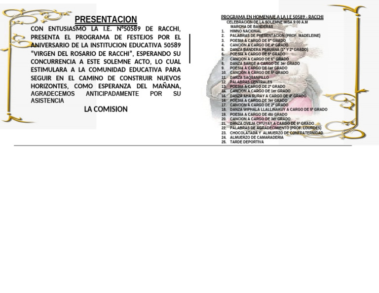 Programa General de Festejo | PDF