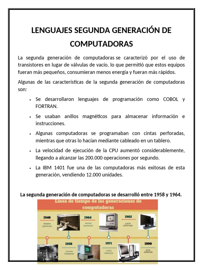 Segunda Generación de Computadoras | PDF