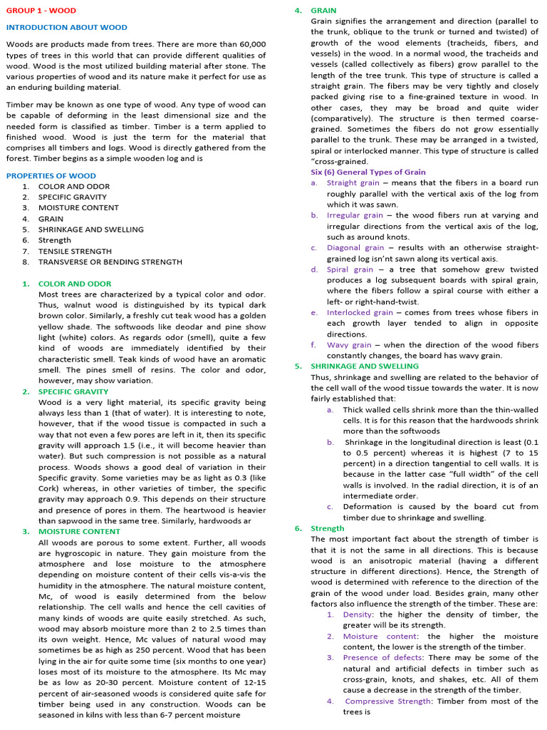 1. WOOD | PDF | Wood | Lumber