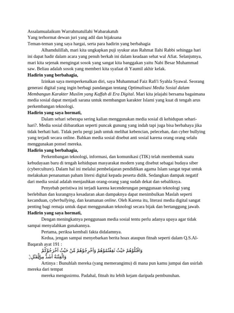 Naskah Pidato Faiz (Rev Ok) 2 | PDF