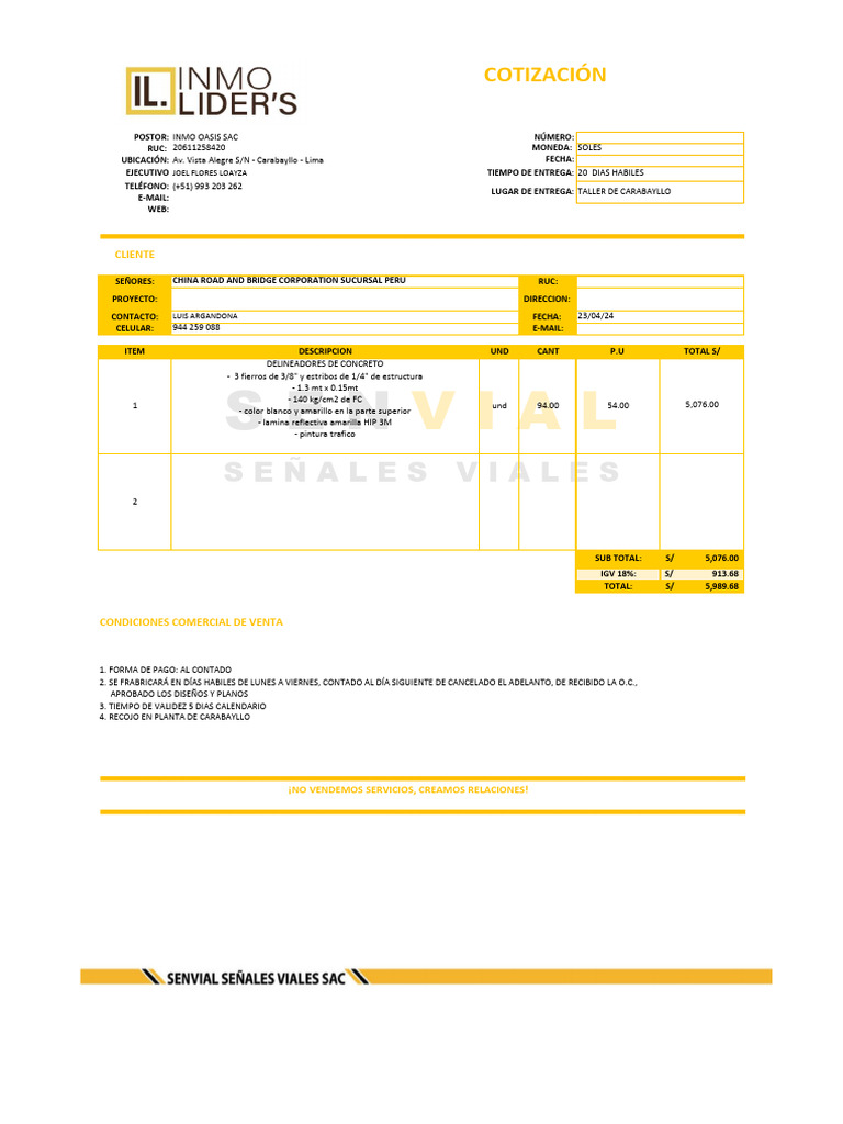 Copia de Modelo de Cotizacion. | PDF