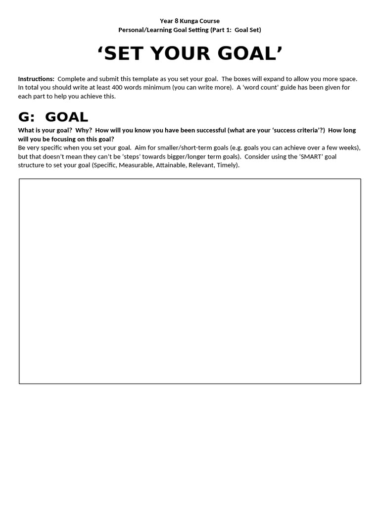 1. GROW Goal 'Set' Template Final No Pics (1) | PDF | Goal | Goal Setting