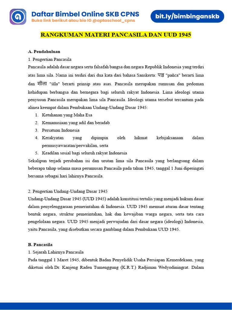 Pancasila dan UUD 1945: Dasar Negara Indonesia | PDF
