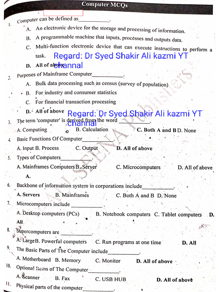 Computer... 2nd Year Full Book MCQ's (1) - 1 | PDF