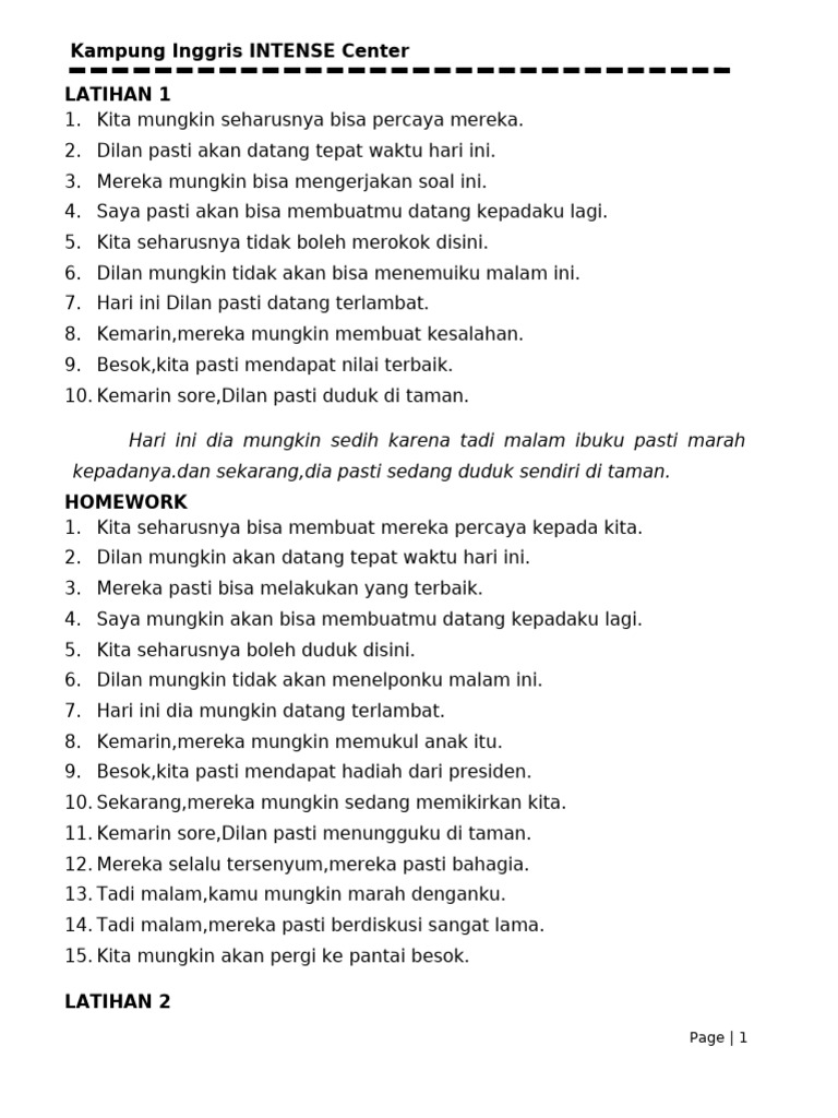 Latihan Soal Grammar Intermediate | PDF