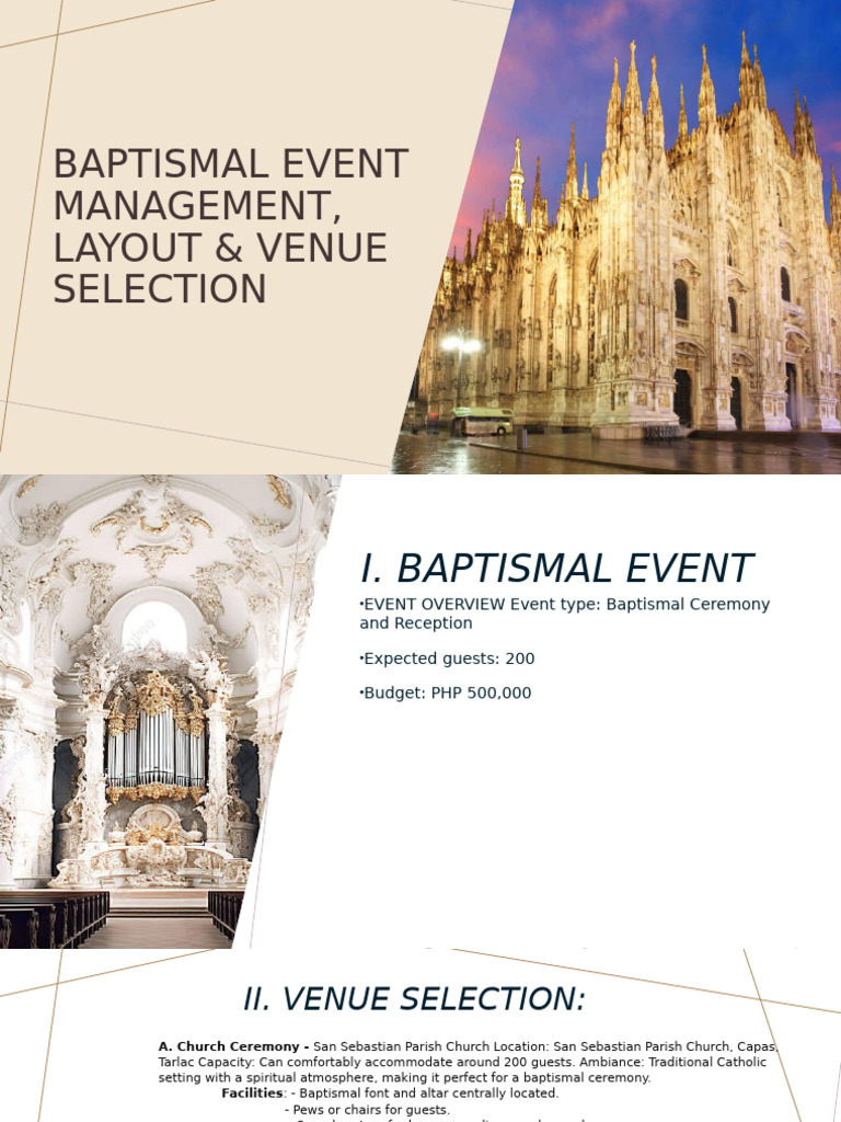 Baptismal Event Management Layout Venue Selection | PDF