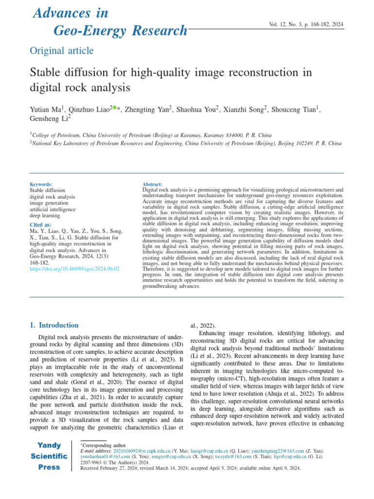 Stable Diffusion For High-Quality Image Reconstruction in Digital Rock Analysis | PDF | Deep ...