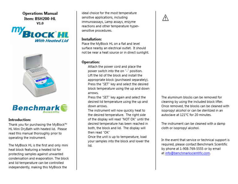 Benchmark BSH200HL Instruction Manual | PDF | Applied And ...