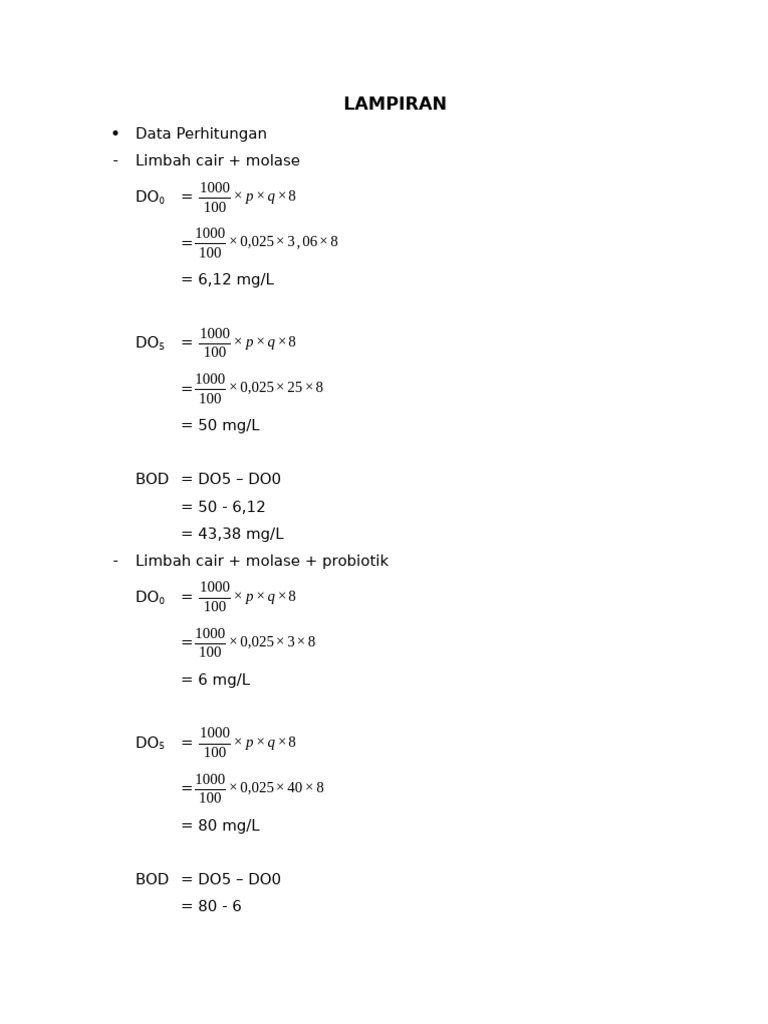 Lampiran - Acara 1 Perhitungan Do Bod Mka | PDF