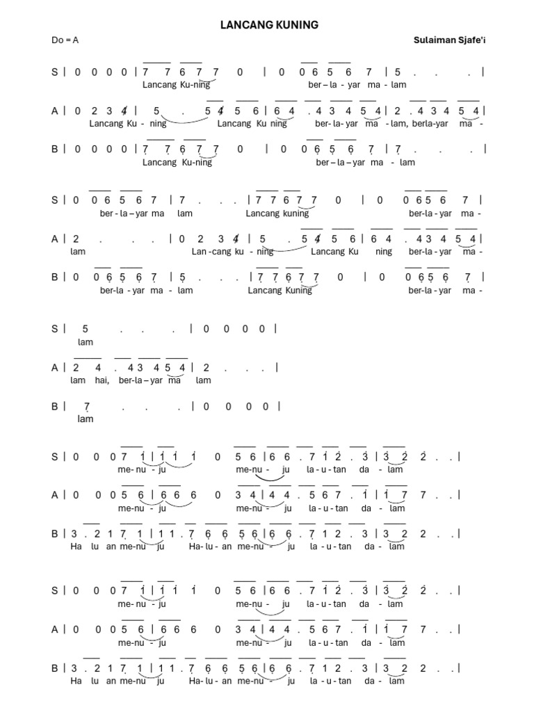 Lancang Kuning - Not Angka (Finish) | PDF