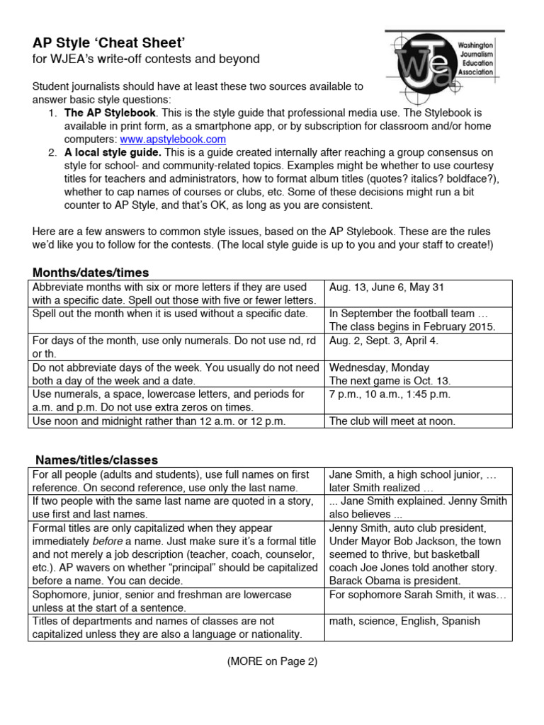AP Style Guide for Student Journalists | PDF | Linguistic Morphology ...