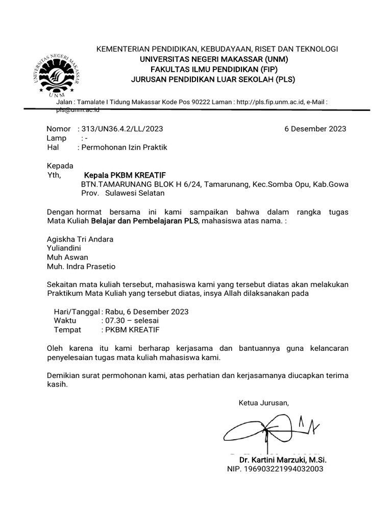 Surat - Kunjungan - Lembaga KLP 5 | PDF