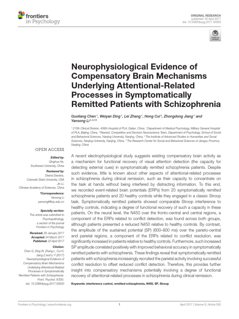 Neurophysiological Evidence of Compensatory Brain | PDF | Event Related ...