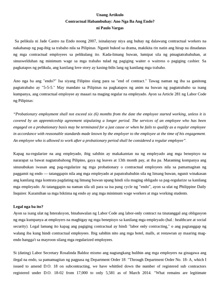 Unang Artikulo | PDF