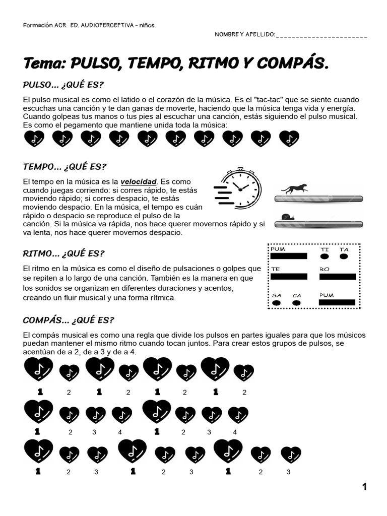 Tema - PULSO, TEMPO, RITMO Y COMPÁS 2DA CLASE | PDF | Ritmo | Tempo