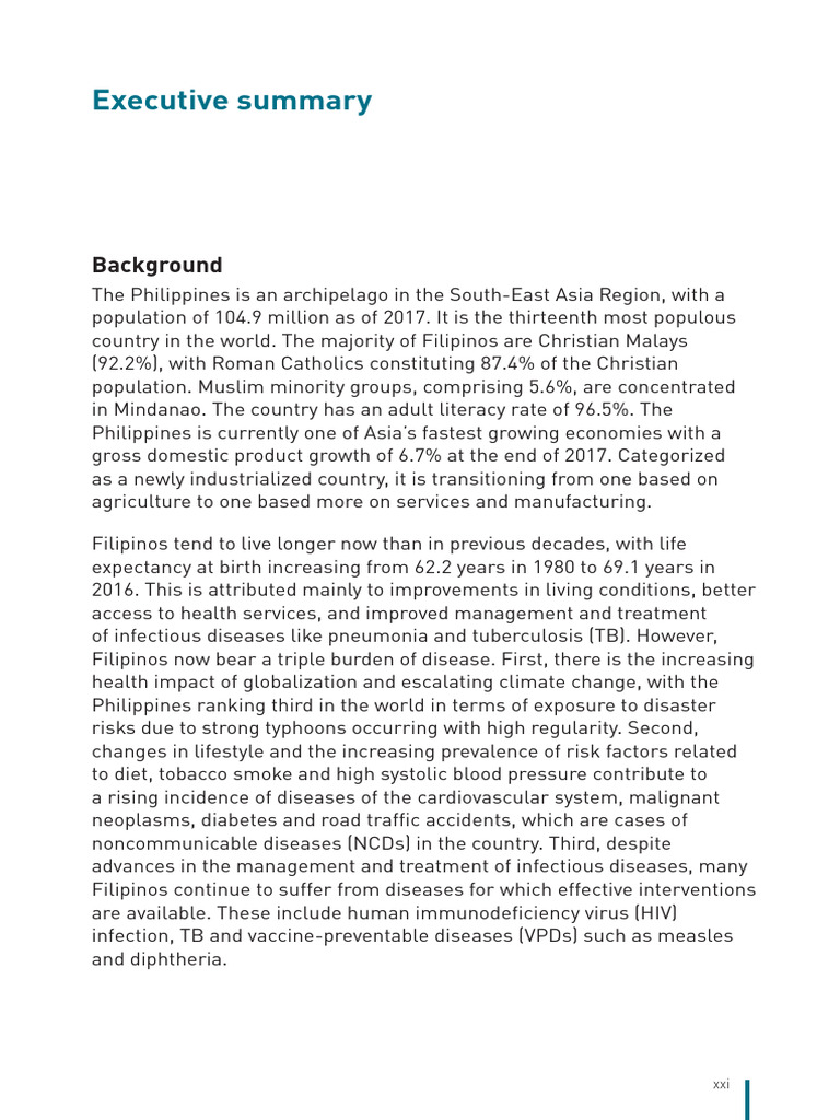Executive Summary Philippines Hit II | PDF | Non Communicable Disease ...