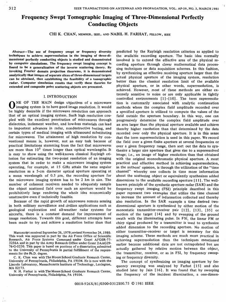 1981 Frequency Swept Tomographic Imaging of Three-Dimensional Perfectly Conducting Objects-Chi ...