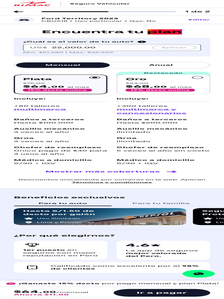 Cotizar Seguro Vehicular Rimac Seguros | PDF