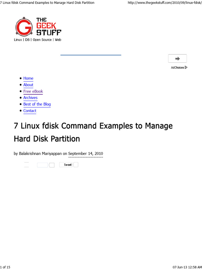 7 Linux Fdisk Command Examples To Manage Hard Disk Partition Pdf 6946