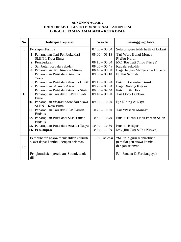Susunan Acara Hdi 2024 | PDF