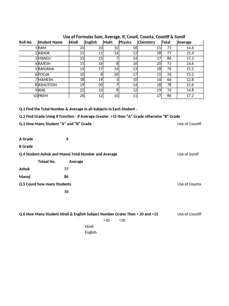 Excel Practical Assignments 1 | PDF | Fruit | Vegetables