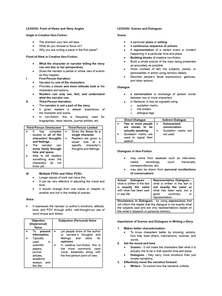 Creative Non-Fiction The Literary Essay - Notes | PDF | Narration ...