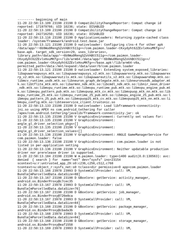 Com - Paimon.loader Logcat | PDF | Computer Programming | Software Engineering