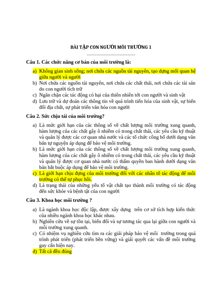 ÔN TẬP CNMT | PDF