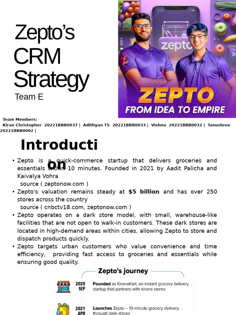 Zepto CRM Template | PDF | Corporate Social Responsibility | Grocery Store