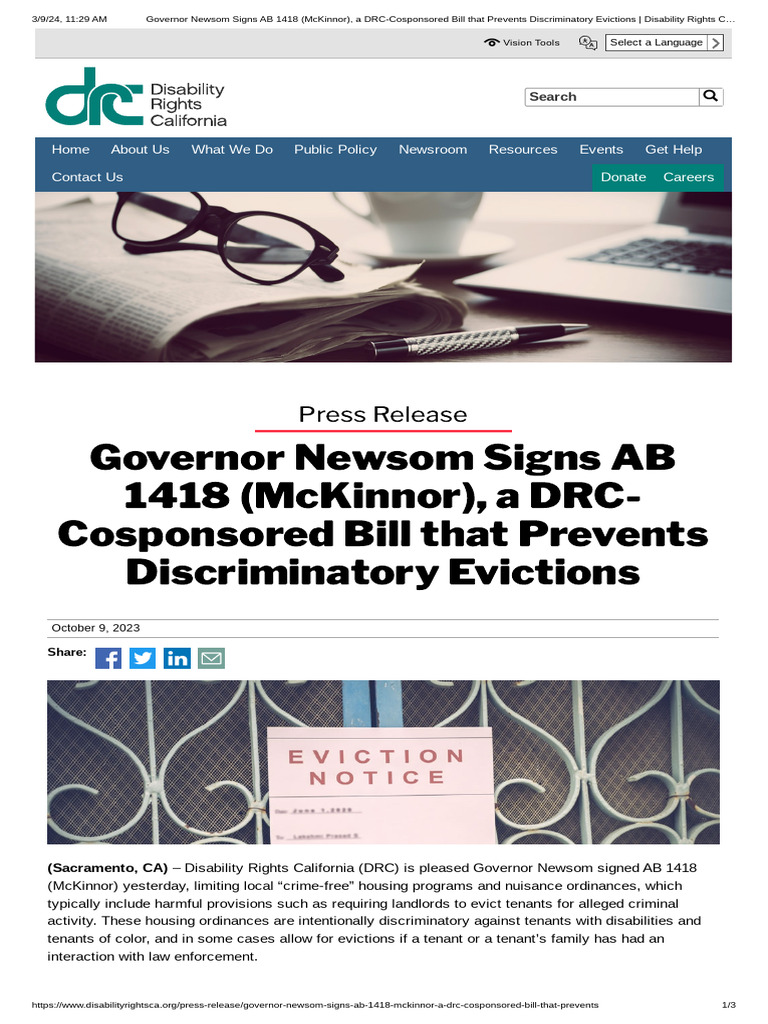 Governor Newsom Signs AB 1418 (McKinnor), A DRC-Cosponsored Bill That ...