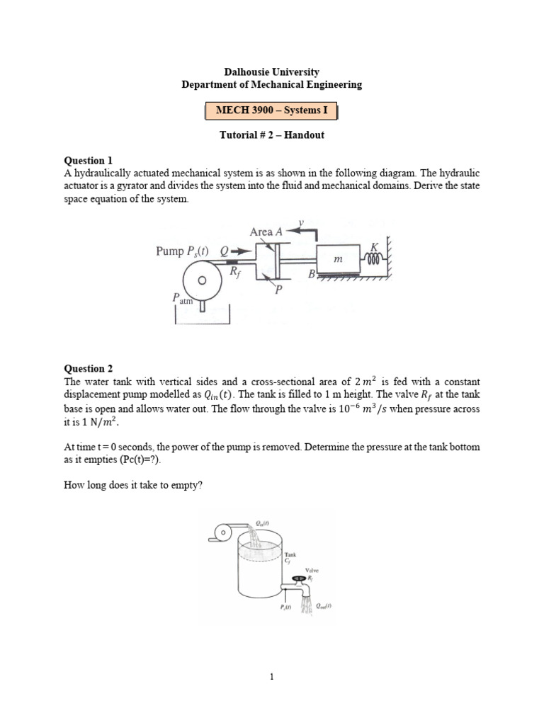 Mechanical Systems Analysis Tutorial | PDF | Damping | Pump