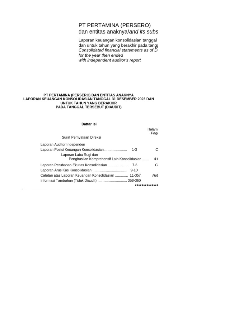 Pertamina Financial Report 2023 | PDF