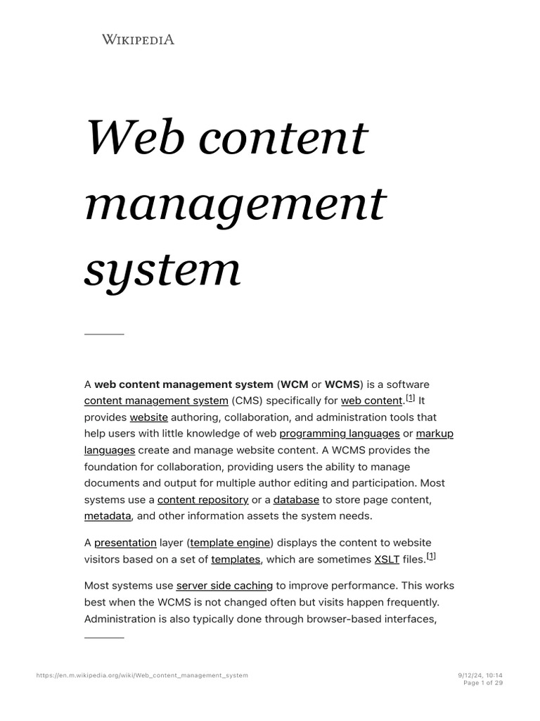 Overview of Web Content Management Systems | PDF | World Wide Web ...