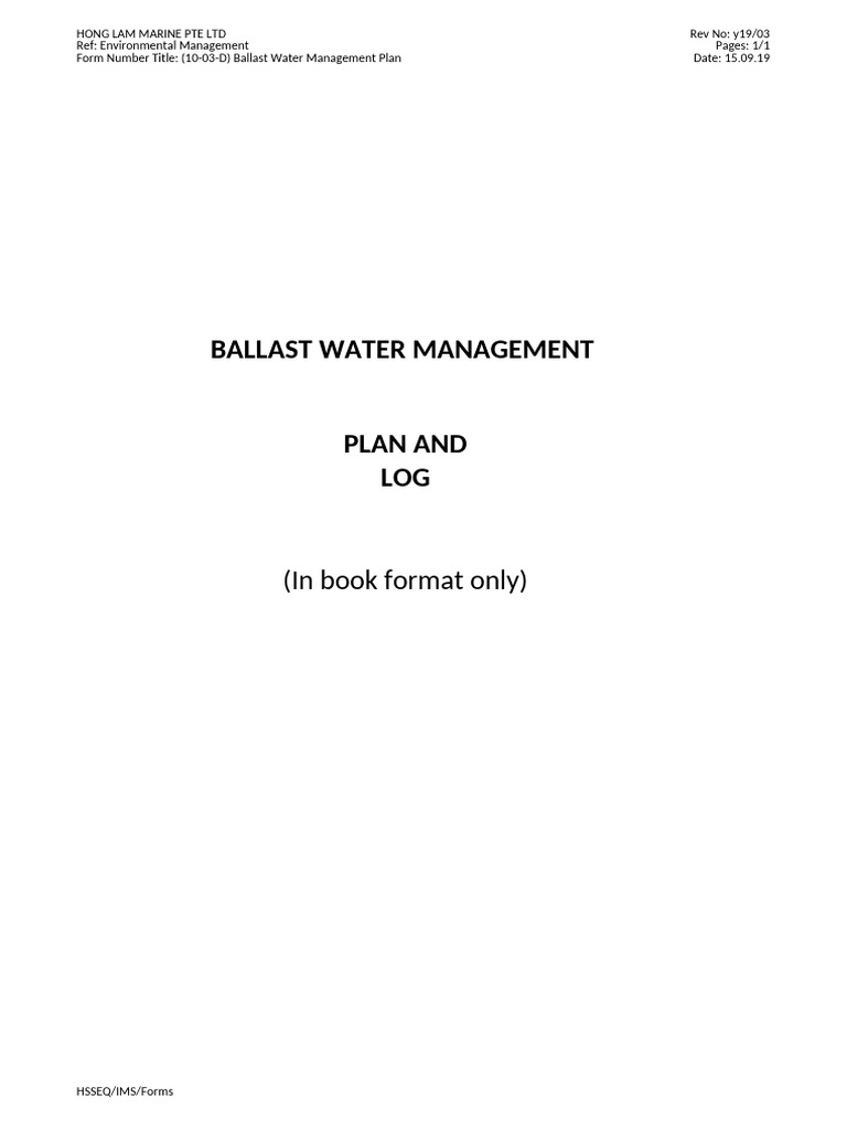 10-03-D Ballast Water Management Plan | PDF